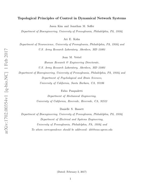 Pdf Topological Principles Of Control In Dynamical Network Systems
