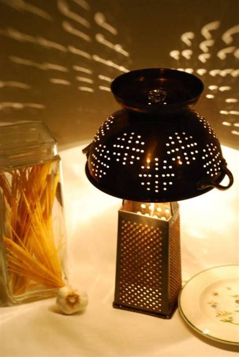 Diy Kitchen Lighting Old Cheese Grater And Colander Lighting