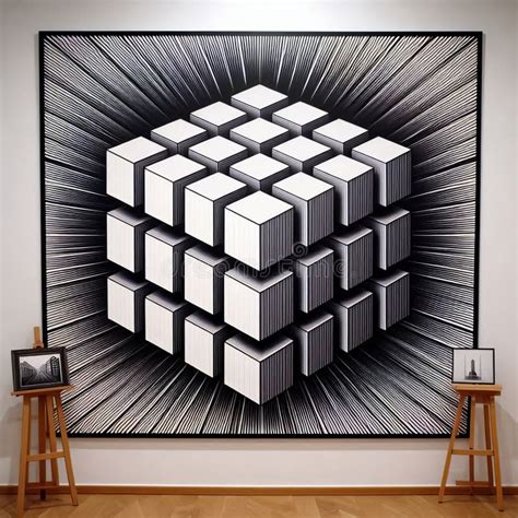 Floating Cube Illusion A Series Of Squares And Lines That Give Stock