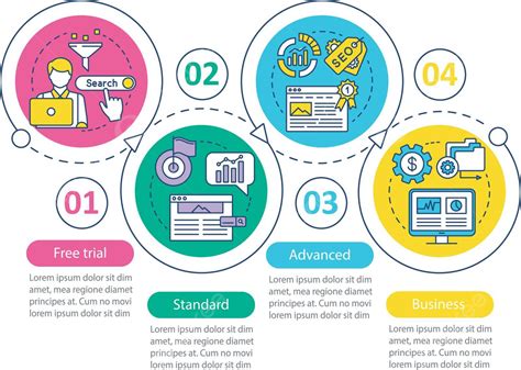 Seo Keyword Tool Subscription Vector Infographic Template Process Tariff Linear Vector Process