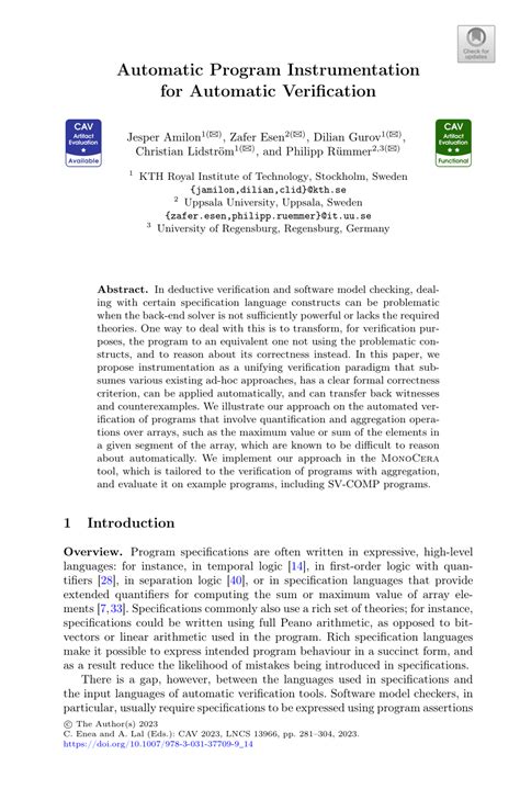 Pdf Automatic Program Instrumentation For Automatic Verification