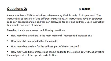 Solved A Computer Has A 256 K Word Addressable Memory Module Chegg
