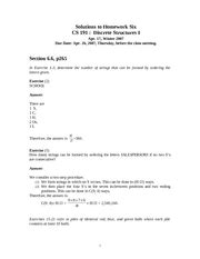 Homework 6 Solutions Solutions To Homework Six CS 191 Discrete Structures I Apr 17 Winter