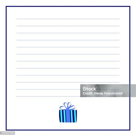 흰색 배경에 파란색 프레임 선 선물 아이콘이 있는 빈 페이지 공란에 대한 스톡 벡터 아트 및 기타 이미지 공란 공휴일 노트 Istock