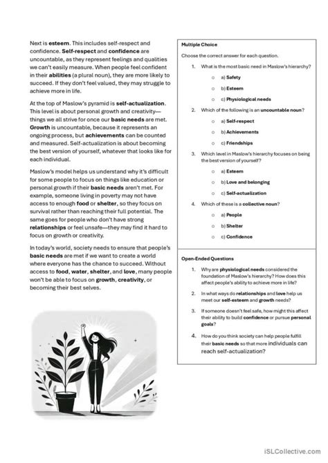 Maslows Hierarchy Of Needs Uncount English Esl Worksheets Pdf And Doc