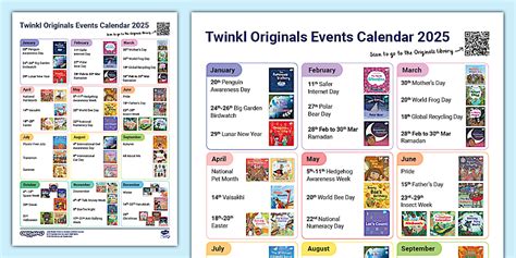 Twinkl Originals Events Calendar 2025 Hecho Por Educadores
