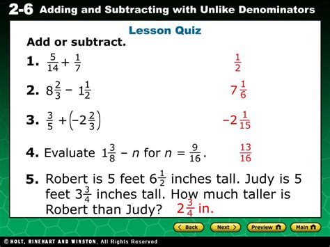 Ppt To Add And Subtract Fractions With Unlike Denominators First