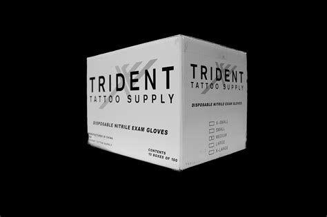 Black Nitrile Gloves Case Trident Tattoo Supply