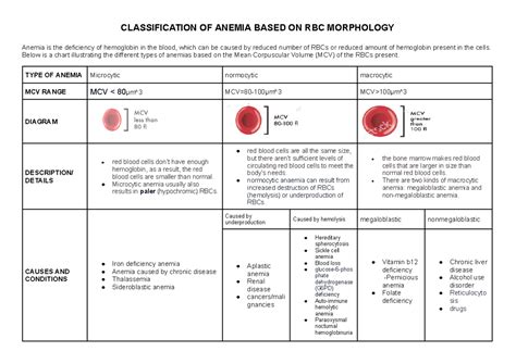 Anemia Classification Mcv Classification Of Anemia Based On Rbc