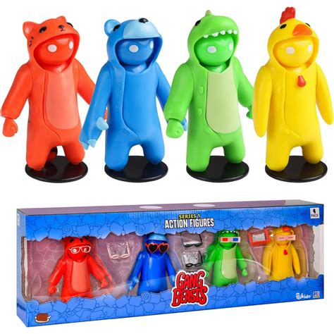 Gang Beasts Costume Figures 4pk Bear Dinosaur Cat Chicken Pmi