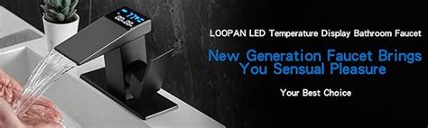 Loopan Led Light Bathroom Faucet One Hole Waterfall Temperature Display