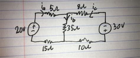 solved find ia ib and ic using the mesh current method