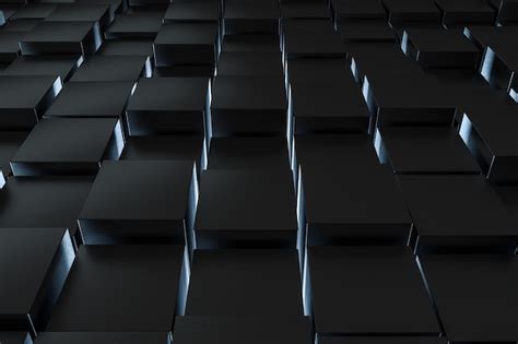 Premium Photo 3d Rendering Dark Background Cube Bricks With Light Effect Computer Digital