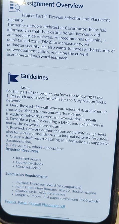 Solved Project Part Firewall Selection And Placement Chegg