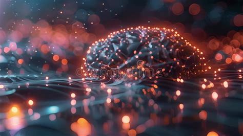 an abstract illustration of a human brain with glowing quantum computing circuitry extending