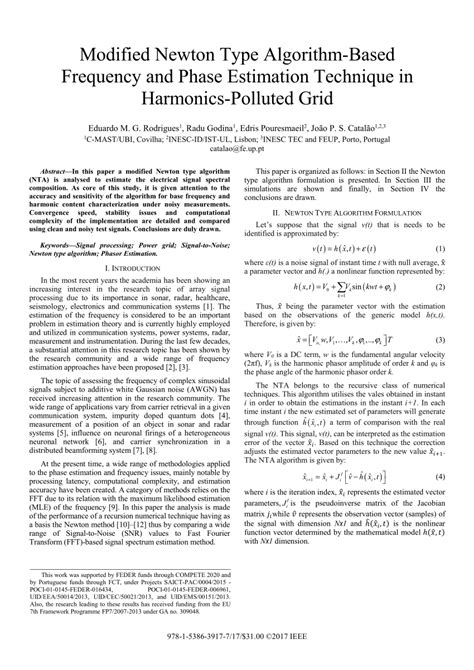 PDF Modified Newton Type Algorithm Based Frequency And Phase