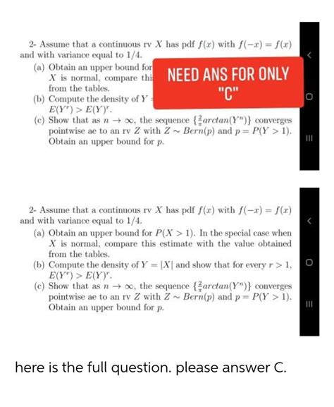 solved 2 assume that a continuous rv x has pdf f x with