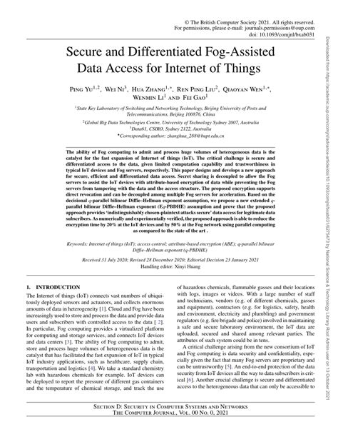 Pdf Secure And Differentiated Fog Assisted Data Access For Internet