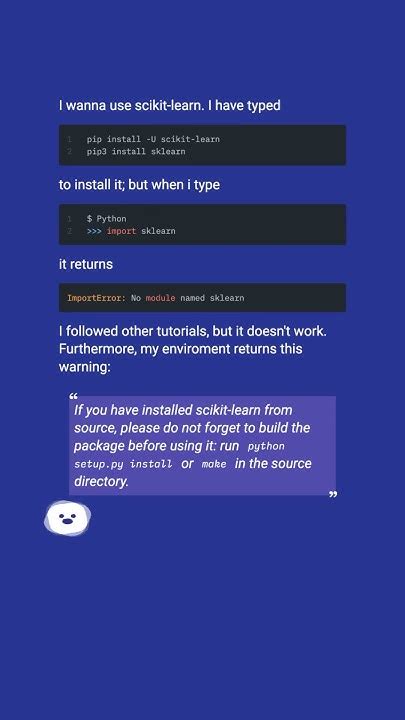 importerror no module named sklearn python shorts youtube