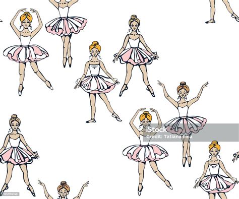 벡터 배경 손 그린 발레리나 손으로 그린 잉크 그림 현대 장식 장식 배경 벡터 패턴입니다 직물 천 벽지 스크랩북인쇄 공주에 대한 스톡 벡터 아트 및 기타 이미지 Istock