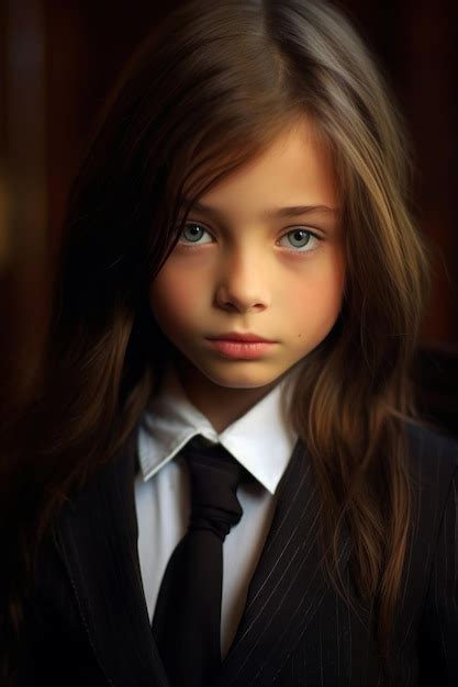 Premium Ai Image A Girl With Long Hair And A Black Tie