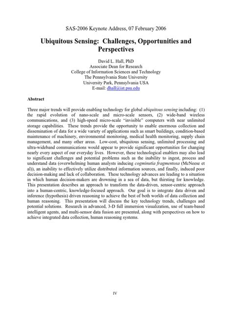 Ubiquitous Sensing Challenges Opportunities And Perspectives Pdf