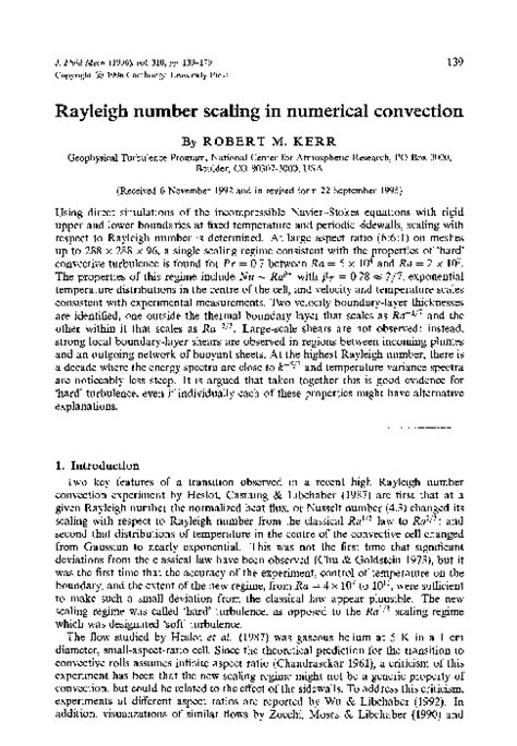 Pdf Rayleigh Number Scaling In Numerical Convection