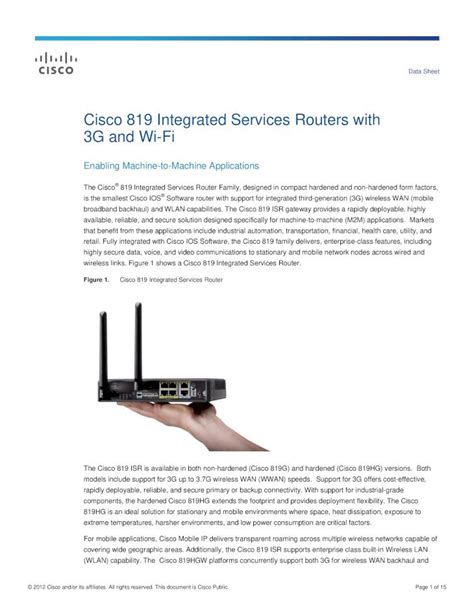 Pdf Cisco 819 Integrated Services Routers With 3g And … The Cisco® 819 Integrated Services