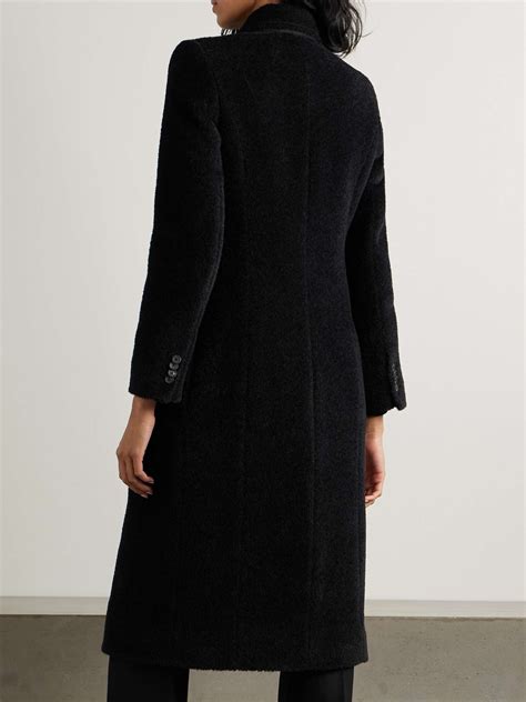 Black Hourglass Double Breasted Wool Blend Twill Coat Balenciaga