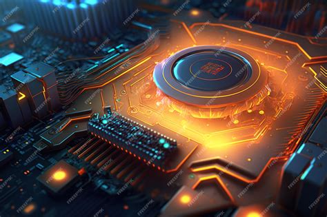Premium Ai Image Processor On Circuit Board Cpu Chip With Magic Light