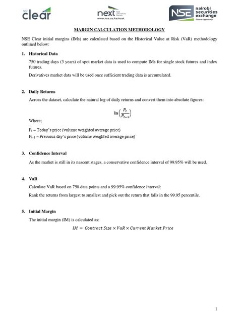 Initial Margin Calculation Methodology Pdf Futures Contract Value