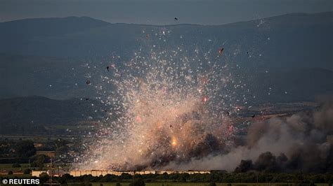 Dramatic Moment Fireworks Factory Explodes Forcing A Mass Evacuation