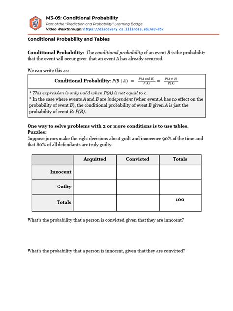 M3 05a Conditional Probability Examples Pdf Pregnancy