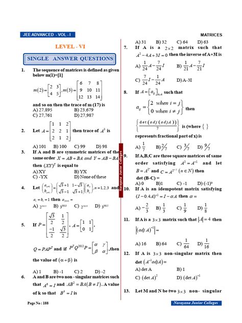 Xii Maths Chapter 3 Matrices Level 6 11 03 2015188 201 Pdf Matrix