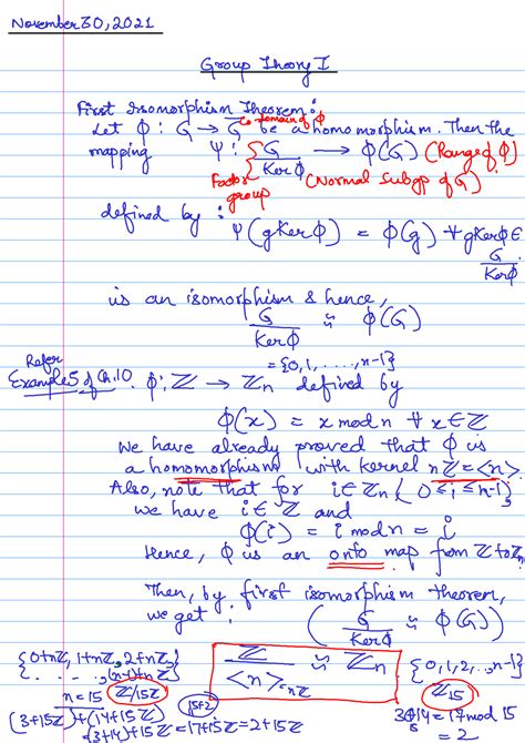 Solution First Isomorphism Theorem Complete Handwritten Notes Studypool