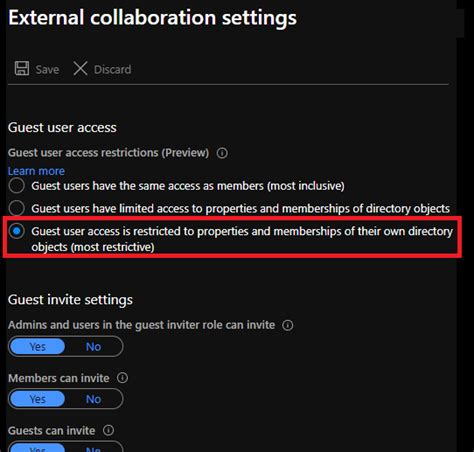 restrict access permissions for azure active directory guest users