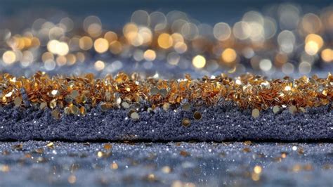 Golden Glitter Swirls With Blue Light Create A Mesmerizing Abstract Design On A Dark Background