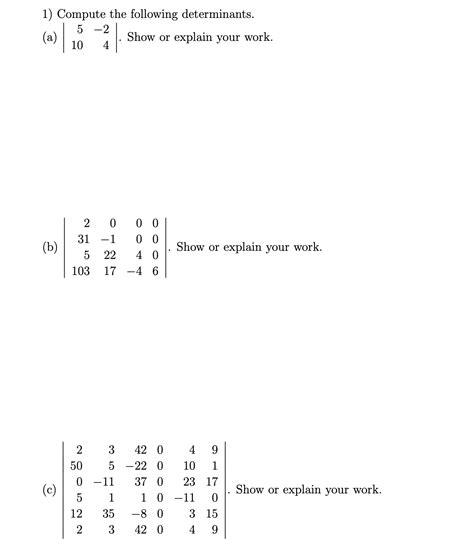 Solved 1 Compute The Following Determinants A