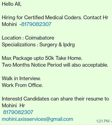 Hiring Hiringimmediately Chennaiopenings Chennaijobs Chennaihiring Medicalcoder