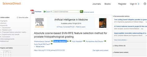 Absolute Cosine Based Svm Rfe Feature Selection Method For Prostate