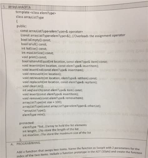 Solved I Arraylistadth Template Class Arraylisttype