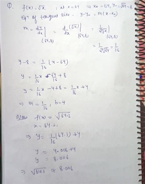 Answered 1 Point Use Linear Approximation To Approximate 64 1 As Follows Let F X X The