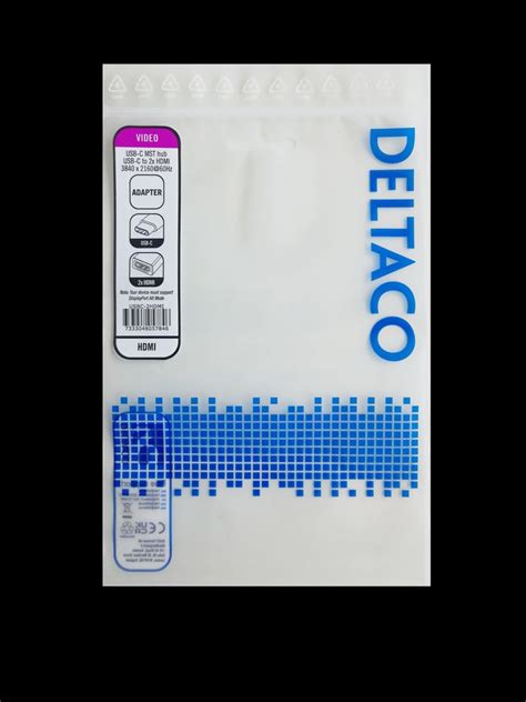 Usb C Mst Hub 2x 4k 60hz Hdmi X 2 Svart 0 1m