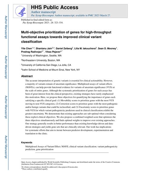 pdf multi objective prioritization of genes for high throughput