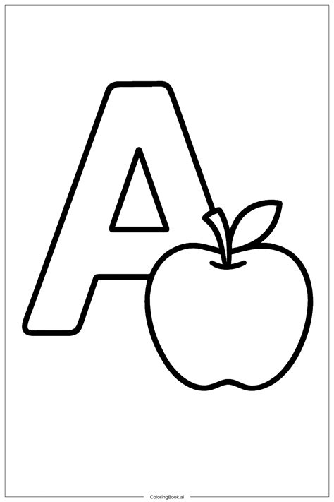 Simple Alphabet Letter A With An Apple Coloring Page Free Pdfandpng Printable