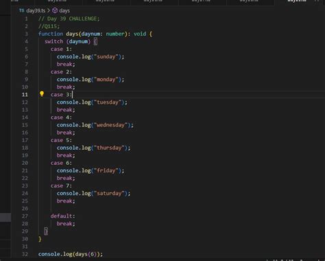 Fiza Langah On Linkedin Day 39 Challenge Question 115 Use A Switch Statement To Log The Days
