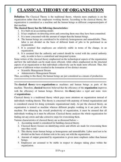Classical Theory Of Organisation Pdf Classical Theory Of Organisation Pdf