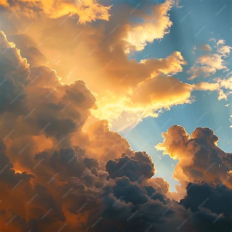 Dramatic Sunset Sky With Golden Clouds Premium Ai Generated Image