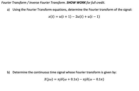 Solved Fourier Transform Inverse Fourier Transform SHOW Chegg