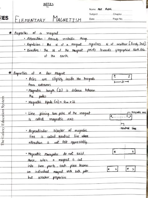 Elementary Magnetism Notes Pdf Metrology Physics